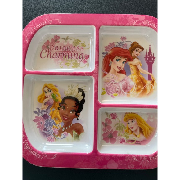 Dining | Disney Princess Charming Divided Plate Kids Meal Plate Pink ...